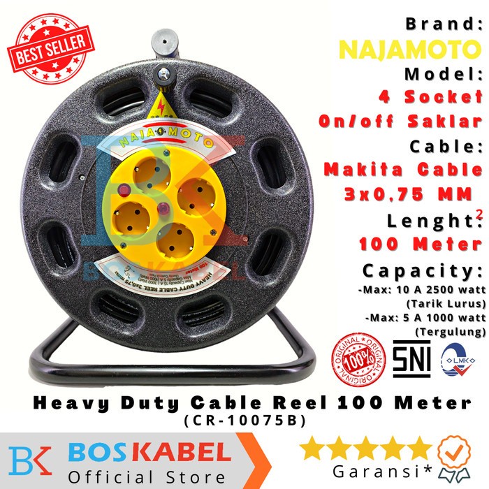 Jual Kabel Roll Makita 75 / 100 M 4 Port Saklar / Kabel Gulung / Cable ...