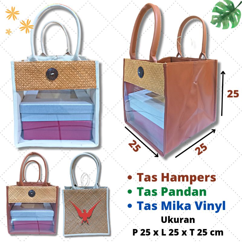 Jual Tas Anyaman Pandan Mendong Mika Vinyl Hampers Ukuran 25x25x25 Cm ...