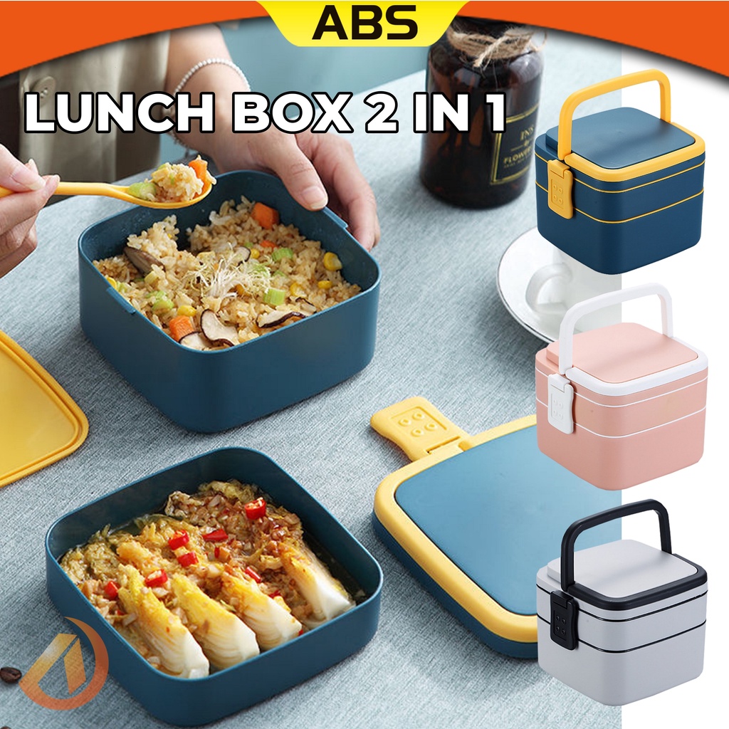 Jual ABS Kotak Makan 2 Tingkat Lunch Box Susun Material Plastik Food ...