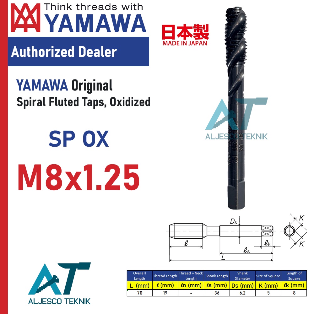 Jual YAMAWA SP TAP SPIRAL M8 X 1.25 MADE IN JAPAN | Shopee Indonesia