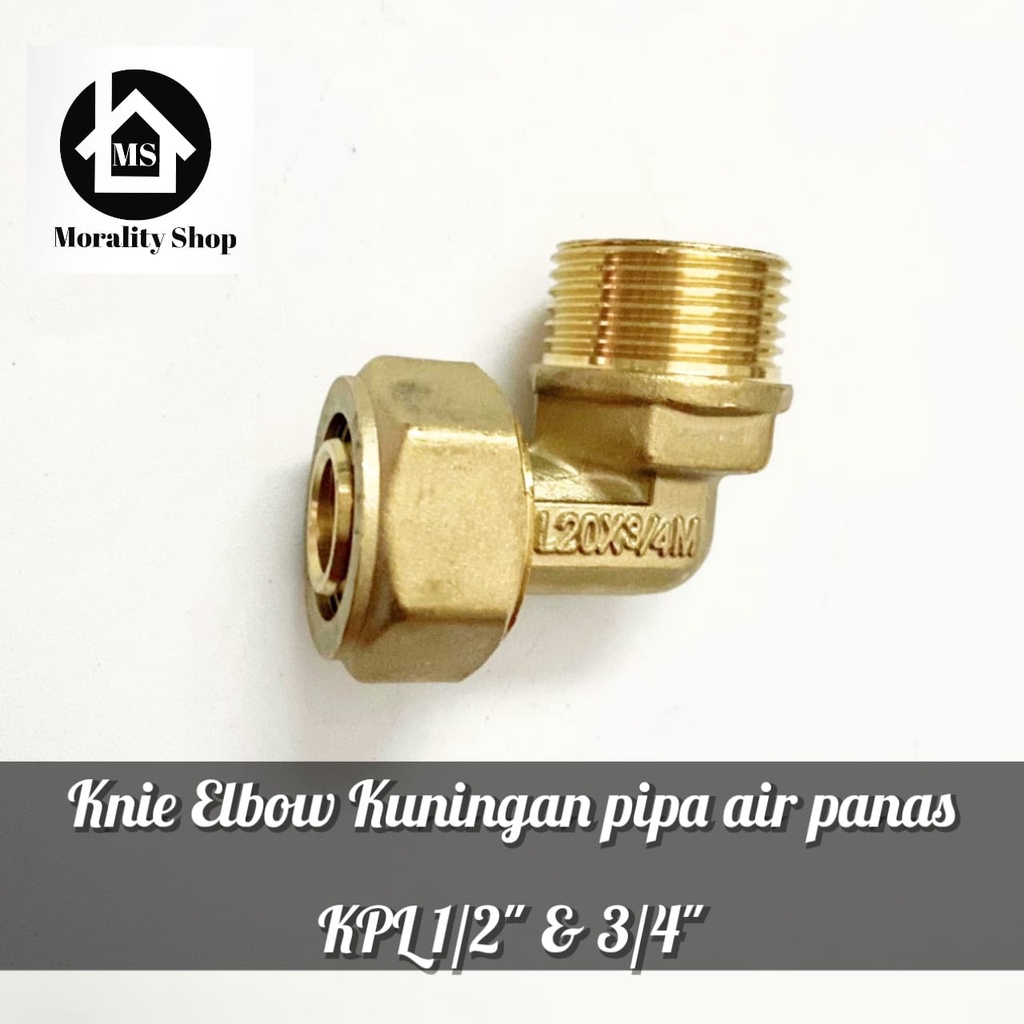 Jual spare part konektor pipa air panas shower 1/2 fitting knie elbow kuningan 3/4 inch drat ...