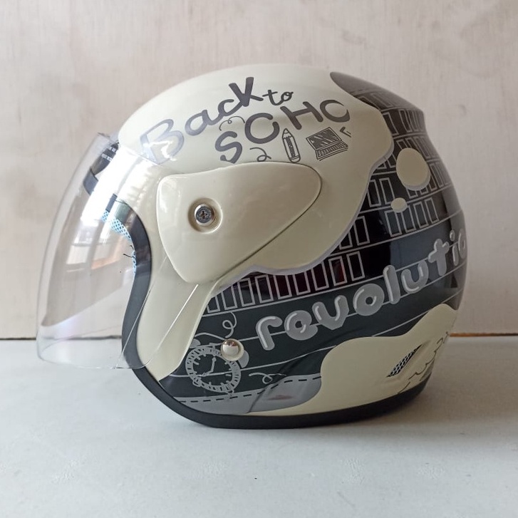 Jual Helm Half Face Model Helm Gm Original Motif REVOLUTION | Shopee ...