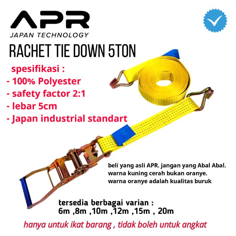 Jual Trek belt 5TON GARANSI RESMI 3THN 50mm APR JAPAN tali pengikat ...