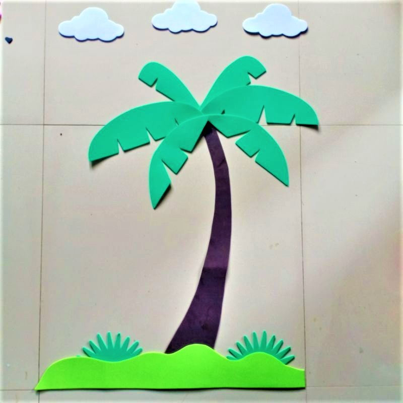 Jual 1 set pohon palem spon (80x60) hiasan dinding kelas kaca Jendela ...