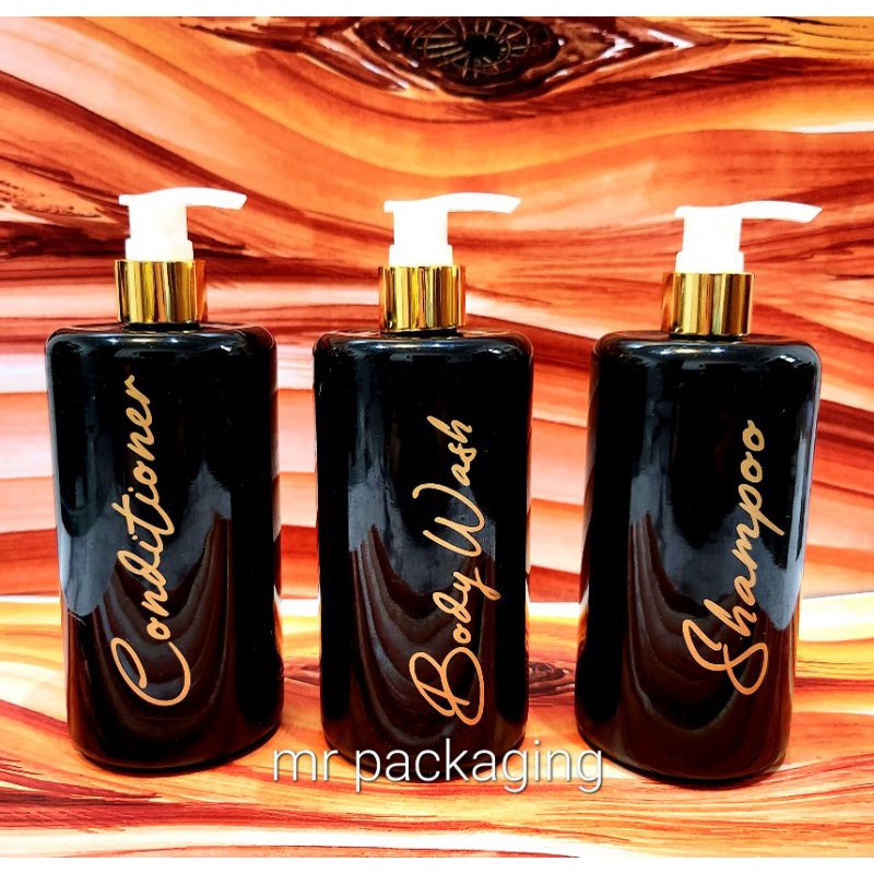 Jual Botol Pump 500ml HITAM GOLD + STIKER LABEL PREMIUM | Botol kosong ...