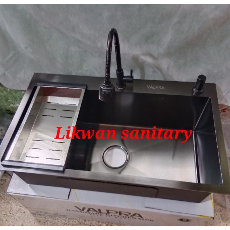 Jual paket komplit kitchen sink stainless 7545 valpra black / paket ...