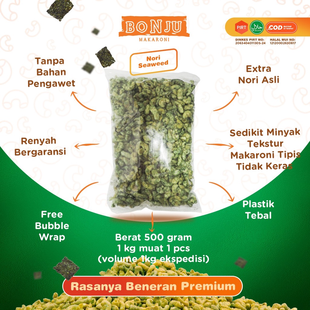 Jual Cemilan Makanan Ringan Jajanan Makaroni Rasa RUMPUT LAUT SPESIAL ...