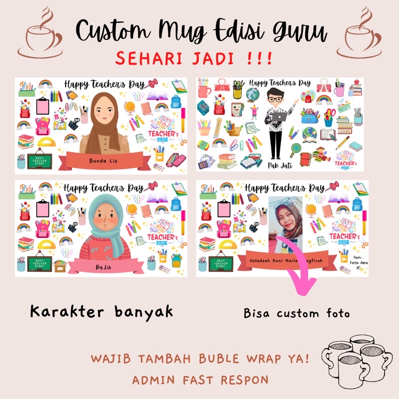 Jual Mug Custom Guru I Mug Custom Edisi Pekerjaan I Kado Unik I Kado ...