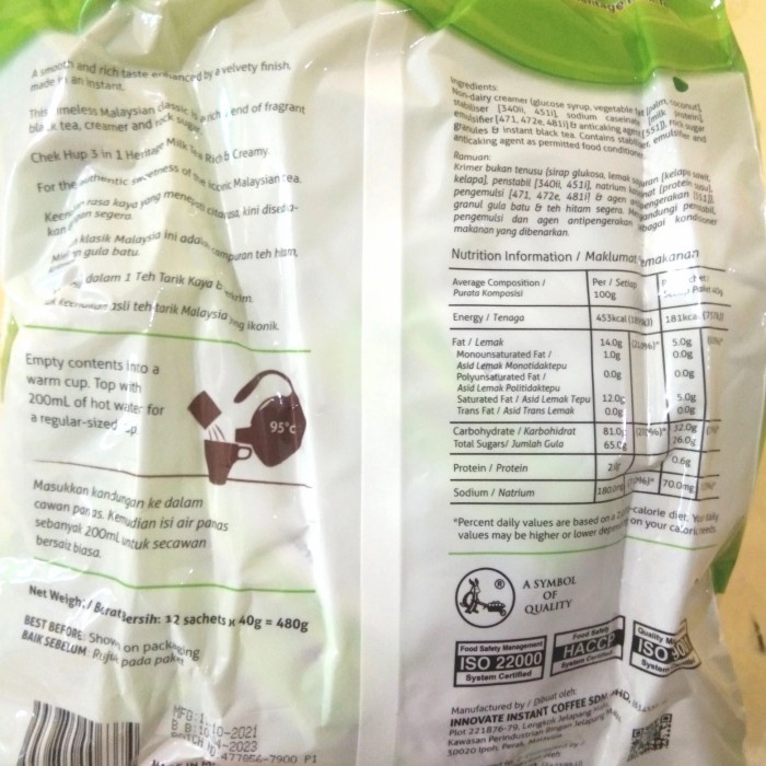 Jual Lukas_Lala Chek Hup Teh Tarik 3 In 1 Milk Tea Malaysia Isi 12 ...