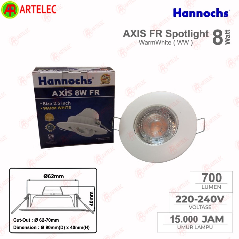 Jual Lampu Downlight Spot light Hannochs AXIS FR 8W | Lampu sorot bulat ...