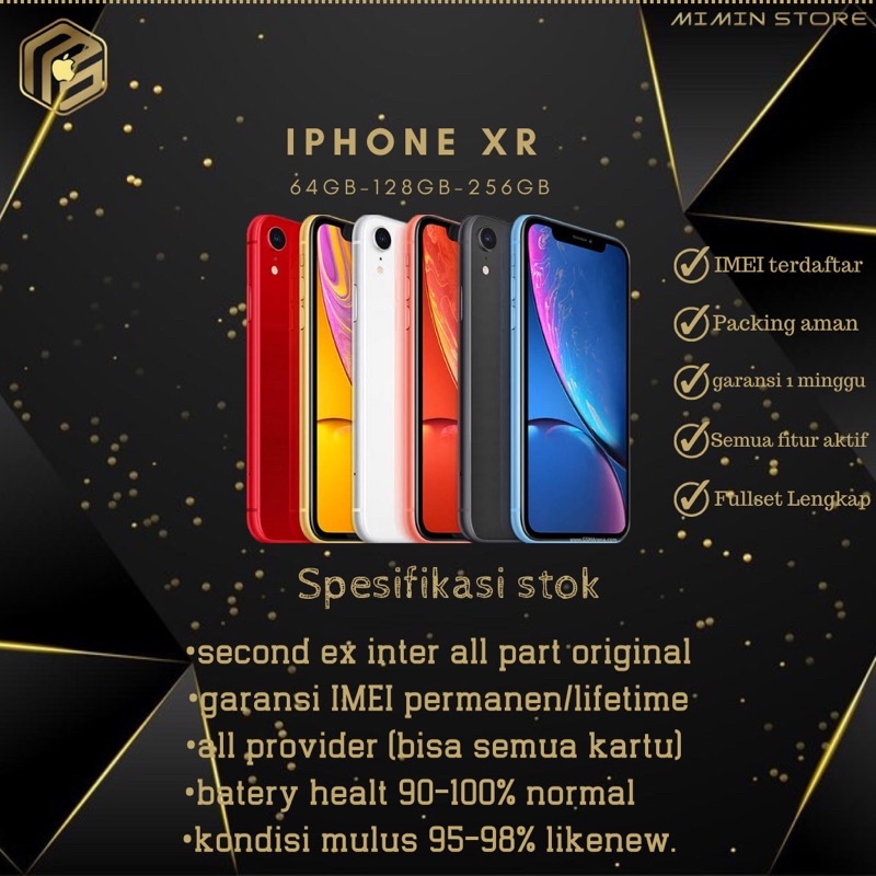 Jual iPhone XR 256GB/128GB/64GB fullset Second normal mulus 100% original | Shopee Indonesia