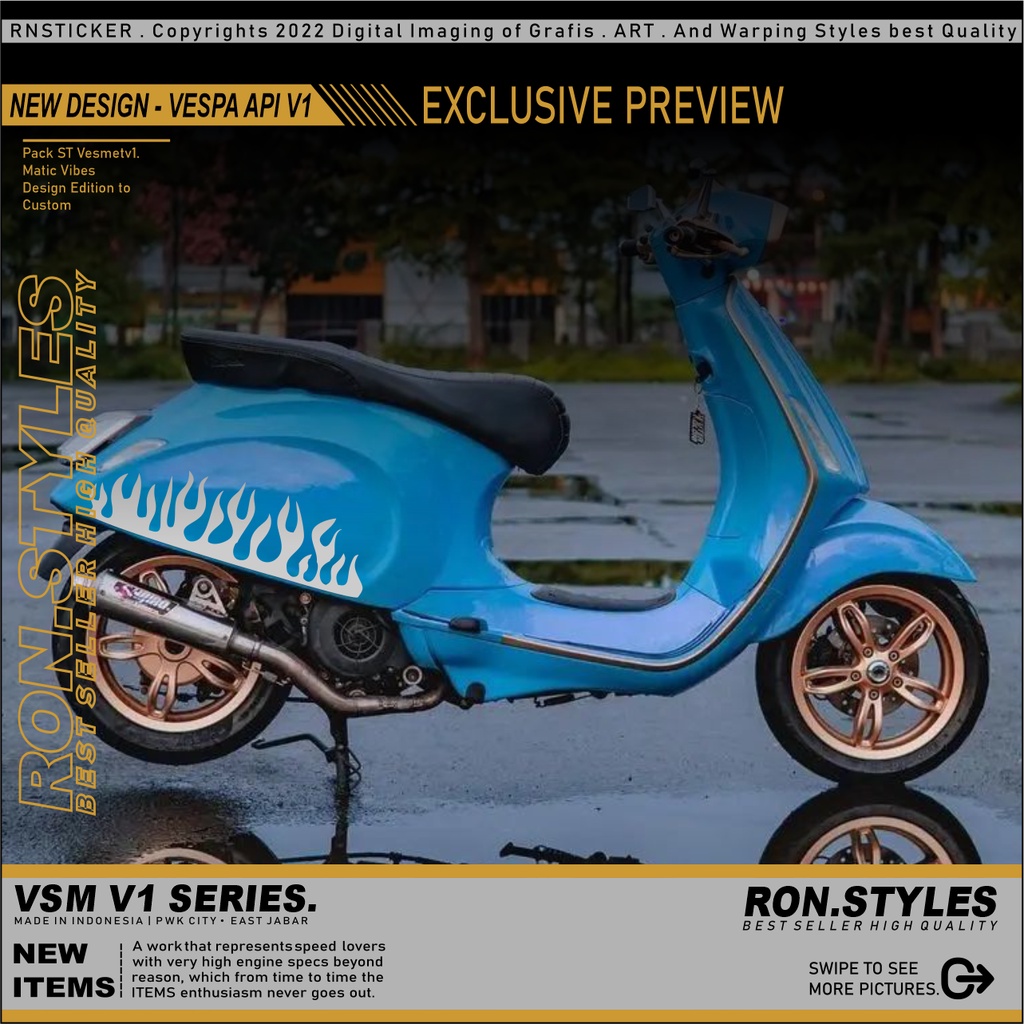 Jual V1 CUTTING STICKER STRIPING VESVA MATIC MOTIP API STIKER VESMET ...