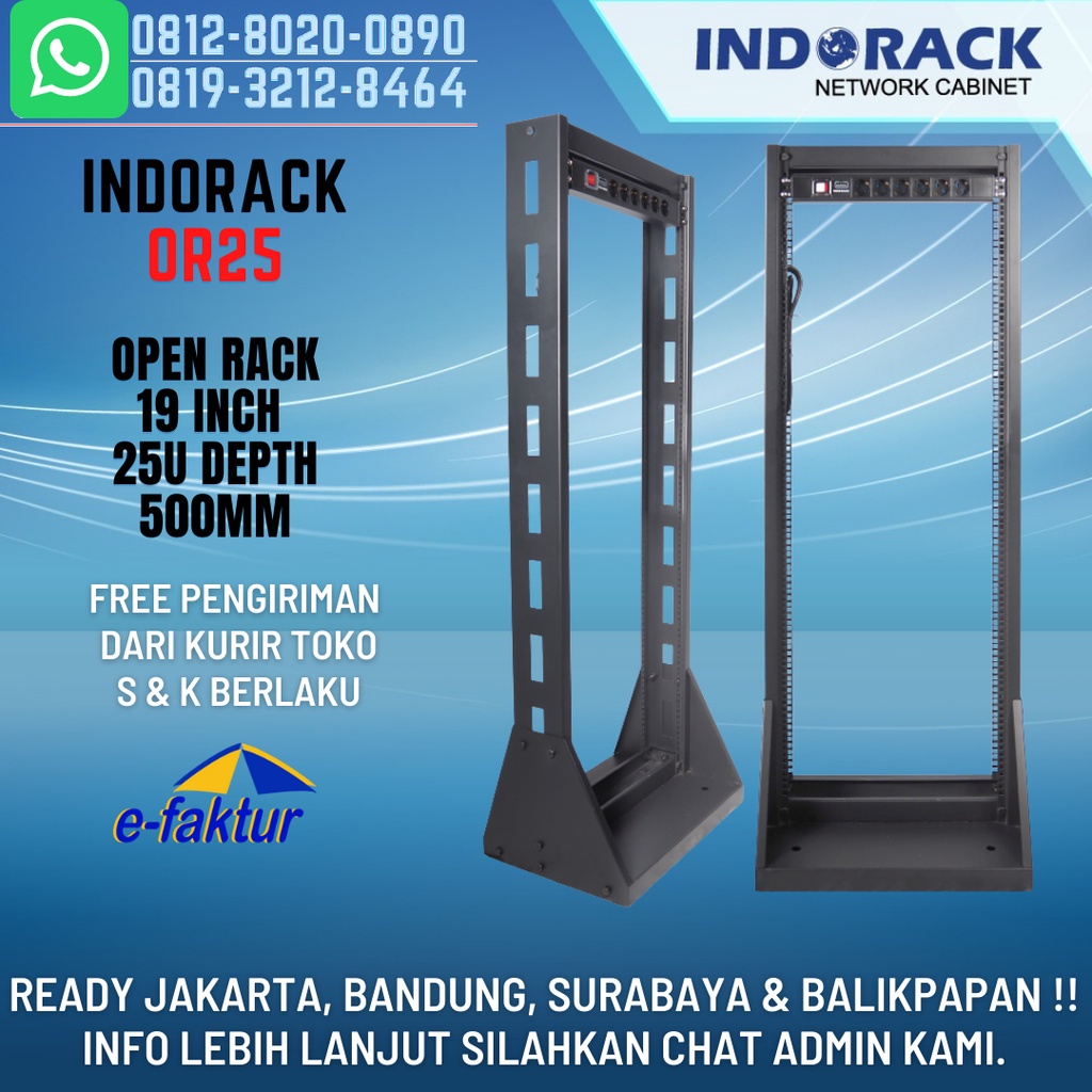 Jual Indorack Open Rack 25U Rack Server 19" OR25 Rak Server 19 ...
