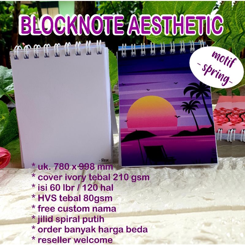 Jual notebook ring A7 blocknote aesthetic motif spring | Shopee Indonesia