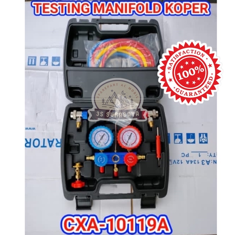 Jual METERAN AC MANIFOLD GAUGE ALAT CEK AC MOBIL KOMPLIT FULL SET ...