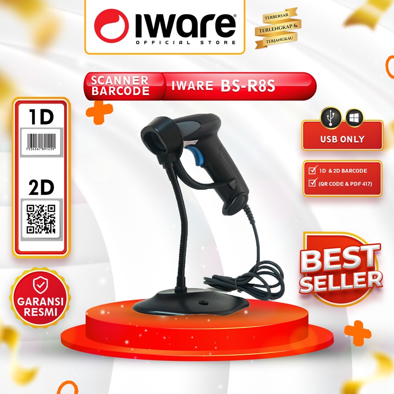 Jual IWARE BARCODE SCANNER E-FAKTUR QR CODE IWARE 2D R8S USB | Shopee ...