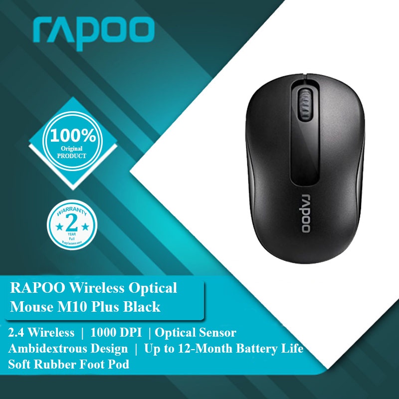 Jual Mouse Wireless RAPOO M10 Plus Optical Mouse Garansi Resmi - Black ...