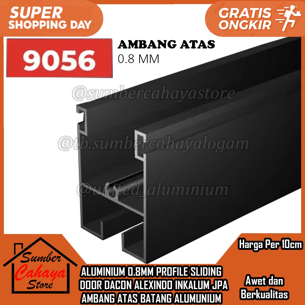 Jual Alumunium aluminium Ambang Atas Profile 9056 Sliding Door PER 10 ...