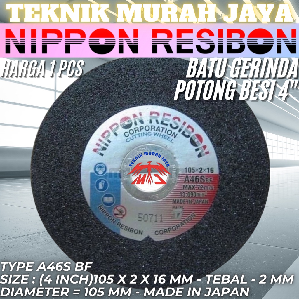 Jual NIPPON RESIBON Batu Gerinda Potong Besi 4" 105x2x16 mm Cutting ...