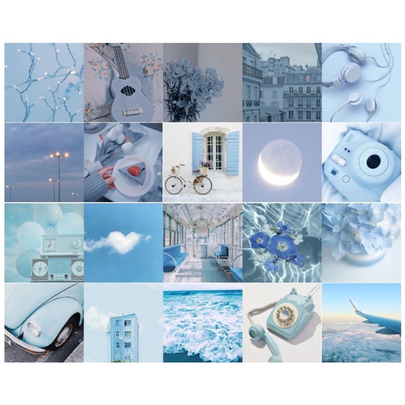 Jual Stiker HVS Gambar Aesthetic Blue Biru untuk Journaling (Pack G4 ...