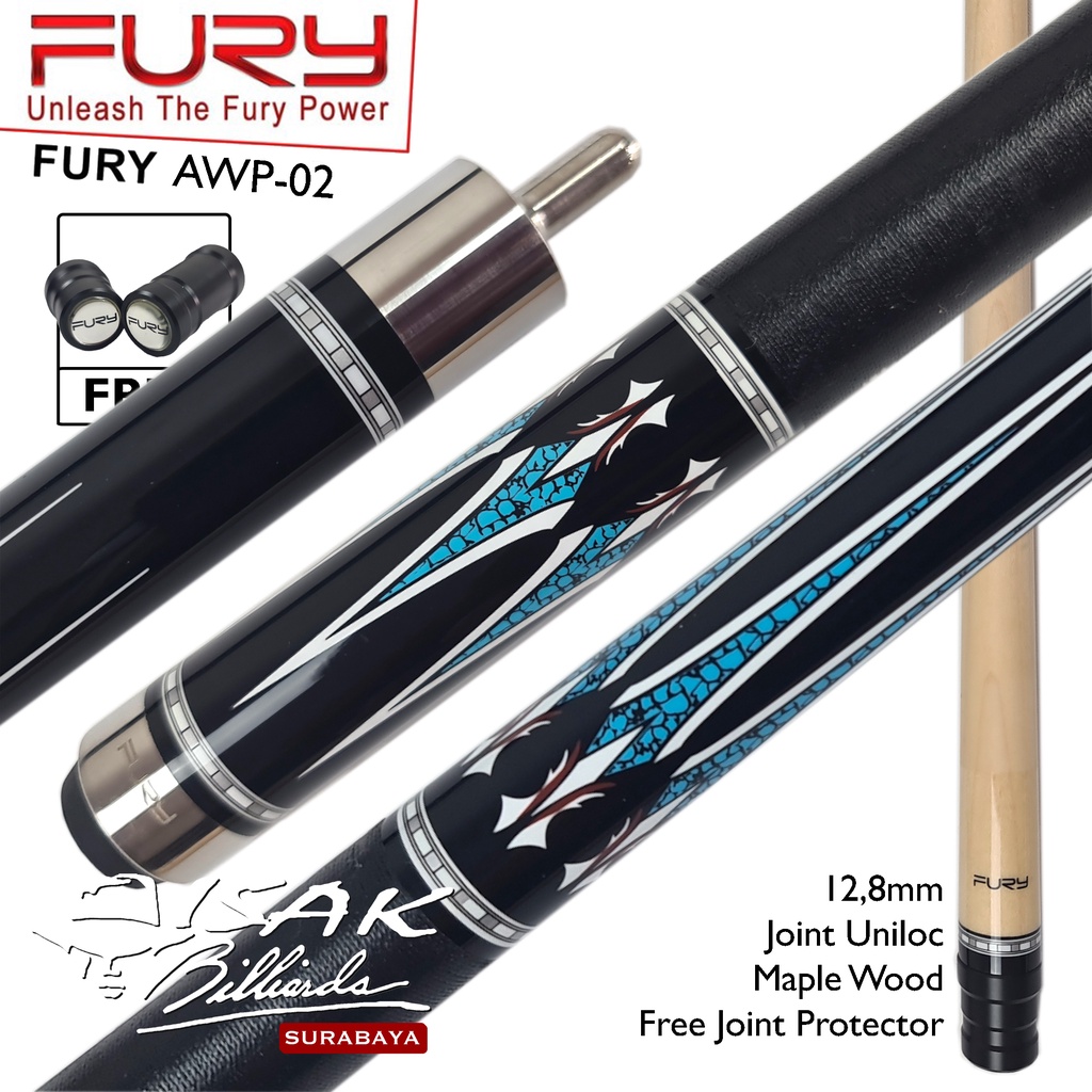 Jual Fury AWP-02 Cue Uniloc - 12,8mm Maple Pool Billiard Stick Stik ...
