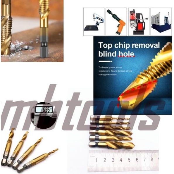 Jual Mata Bor Pembuat Ulir Drat M3 - M10 6Pcs Drill Tap Set Countersink ...