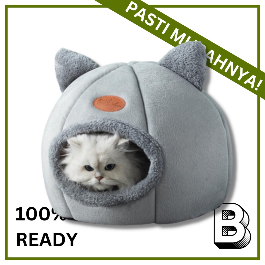 Jual Tempat Tidur Kucing Hangat dan Nyaman Bentuk Bulat Bertudung Murah ...