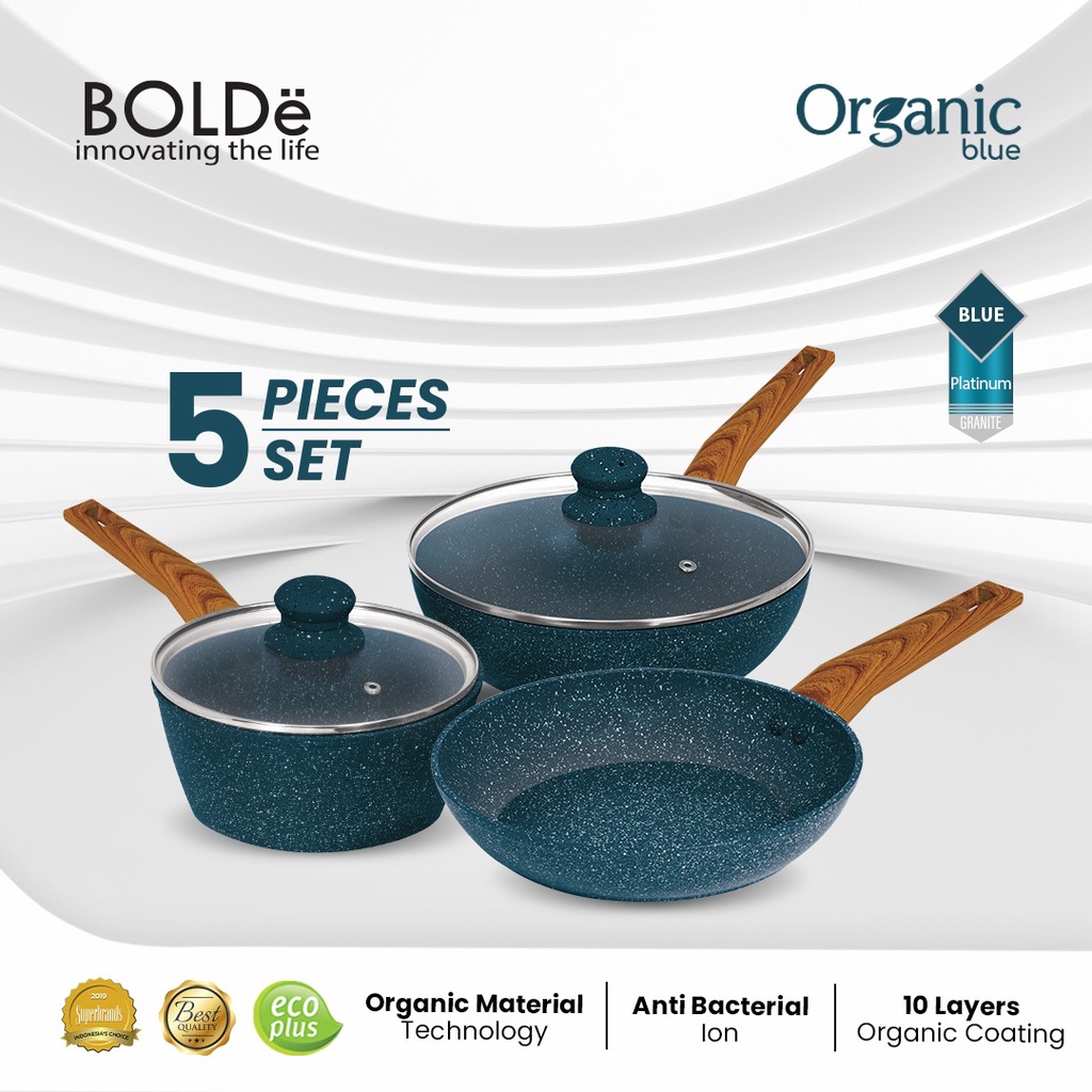 Jual ORGANIC GRANITE PAN SET (BLUE GREEN WHITE) | Shopee Indonesia