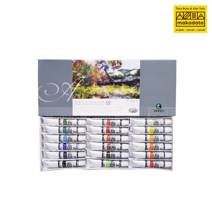 Jual CAT AKRILIK ACRYLIC PAINTS MARIES PAINTING COLOURS 18 WARNA MURAH ...