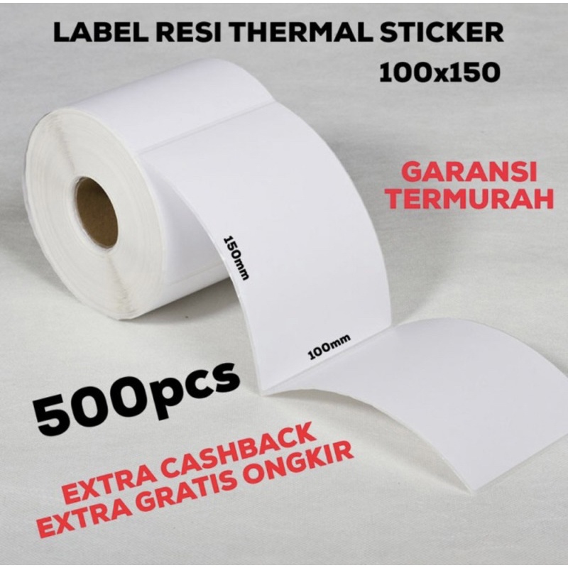 Jual Kertas Resi Label Thermal Sticker Roll Barcode A6 150 x 500 | Shopee Indonesia