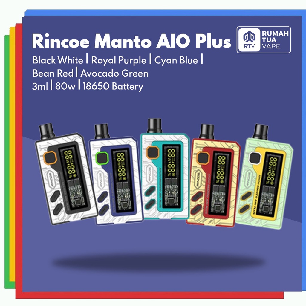 Jual MANTO AIO PLUS 80W 18650 BATTERY KIT BY RINCOE | Shopee Indonesia