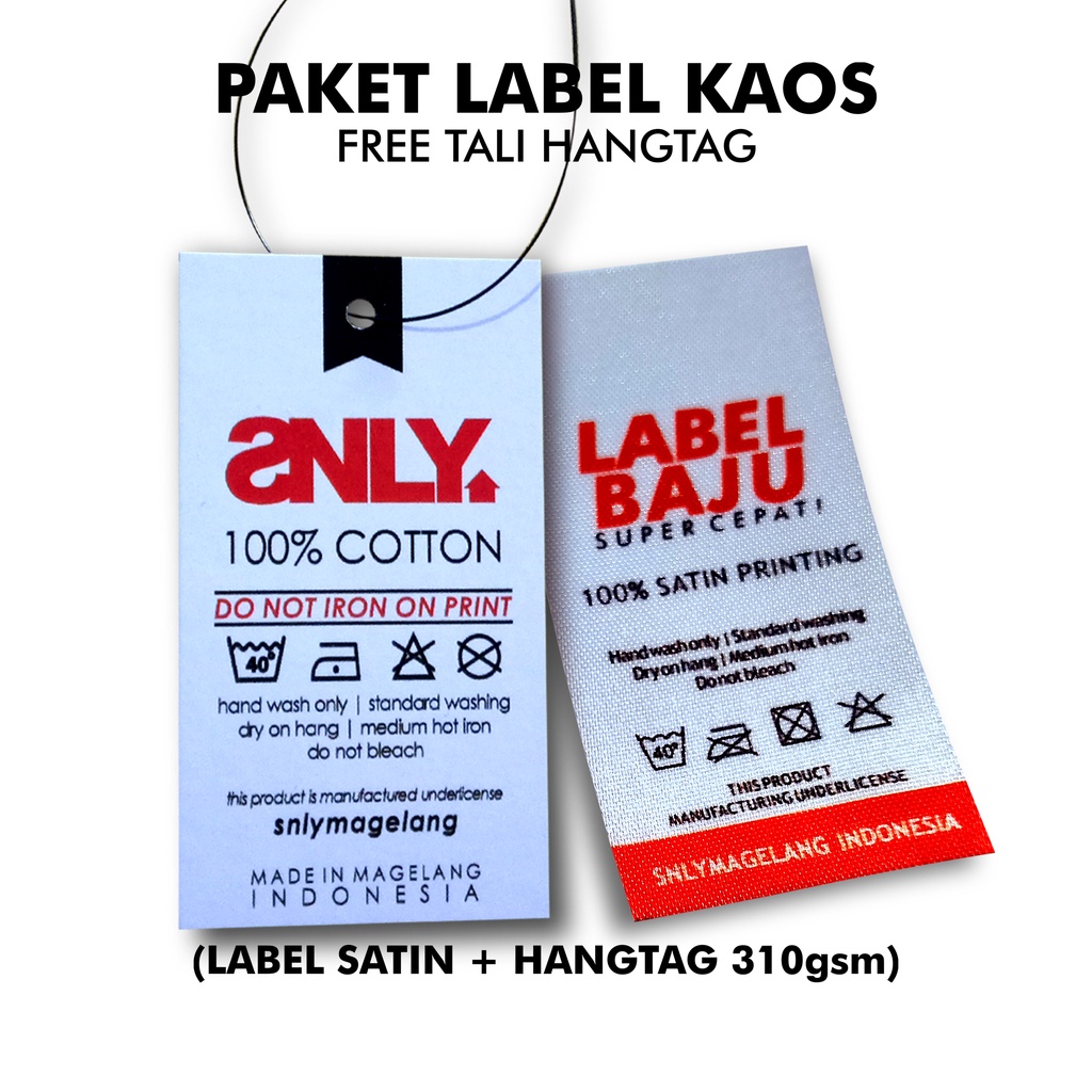 Jual Label Kaos / Label Baju / Label Hang Tag Paket Lengkap Free Tali ...