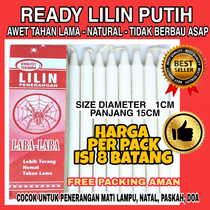 Jual READY 1 PACK LILIN PUTIH ISI 8 BATANG CAP LABA FREE PACKING AMAN ...