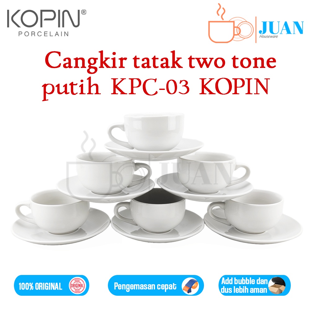 Jual Cangkir set 6 pasang cangkir dan saucer two tone putih / tea set ...