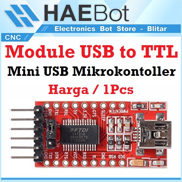 Jual [HAEBOT] FTDI FT232RL Module USB to TTL Serial Konverter 5V 3.3V Adapter Mini Usb DTR Reset ...