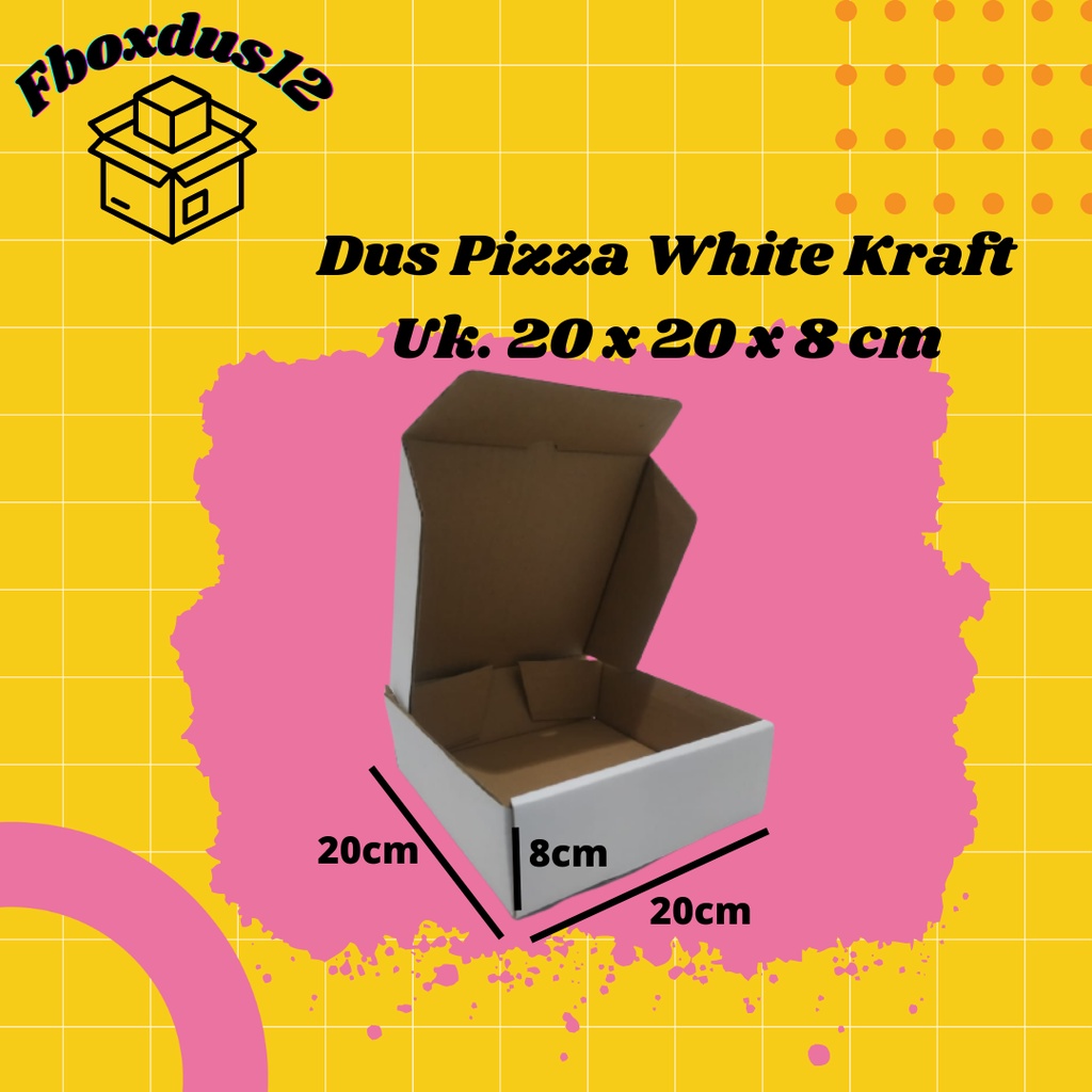 Jual Kardus Kemasan/ Packaging/Dus Pizza Putih Polos Uk.20x20x8CM ...