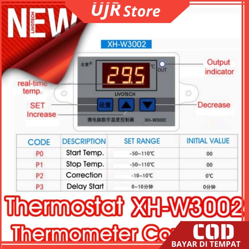 Jual Thermostat/Termostat Digital XH-W3002 220V AC Temperature ...