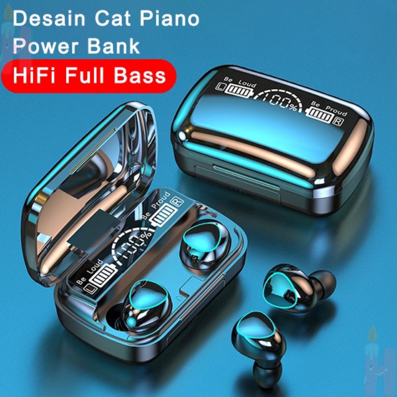 Jual HEADSET TWS M10 HANDSFREE BLUETOOTH FULL BASS STEREO 3500MAH POWER BANK | Shopee Indonesia