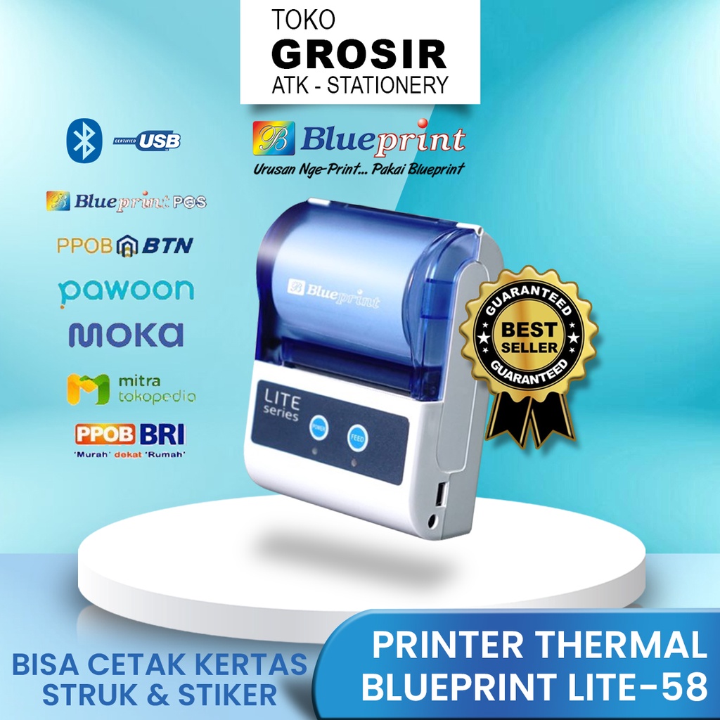Jual LITE58 Printer Thermal Bluetooth Mini Struk Nota Kasir Barcode ...