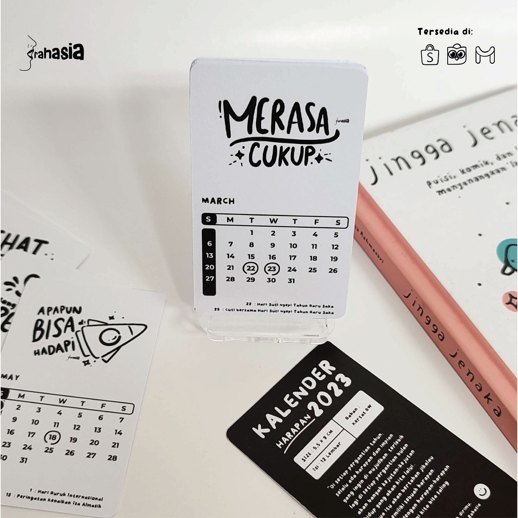 Jual Mini Calendar 2023 / kalender meja / stand akrilik / kalender Mini ...