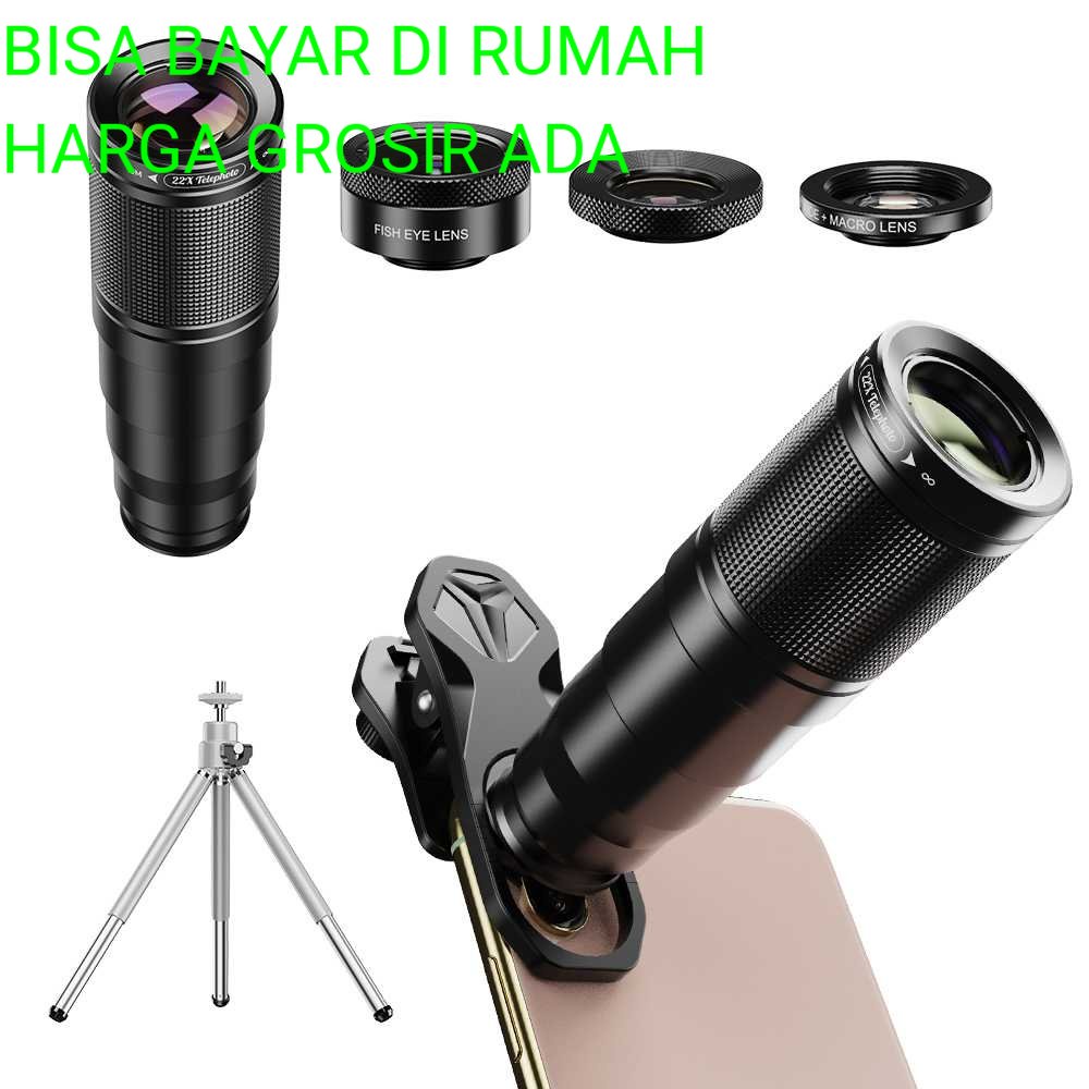 Jual Lensa HP Telephoto Wide Macro Fisheye 4 in 1 | Shopee Indonesia