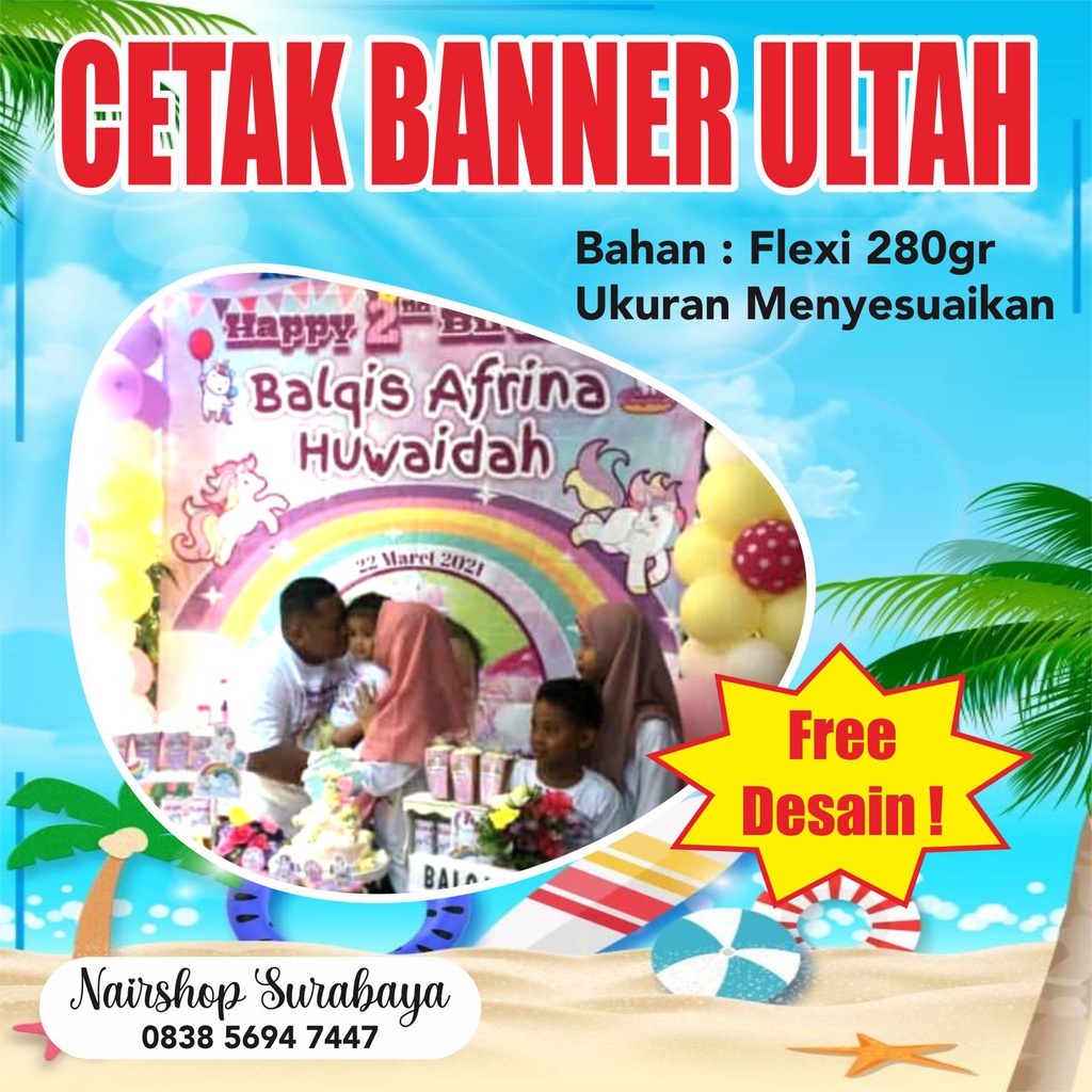 Jual Banner / Backdrop Ulang Tahun Anak Custom | Gratis Desain | Contoh ...