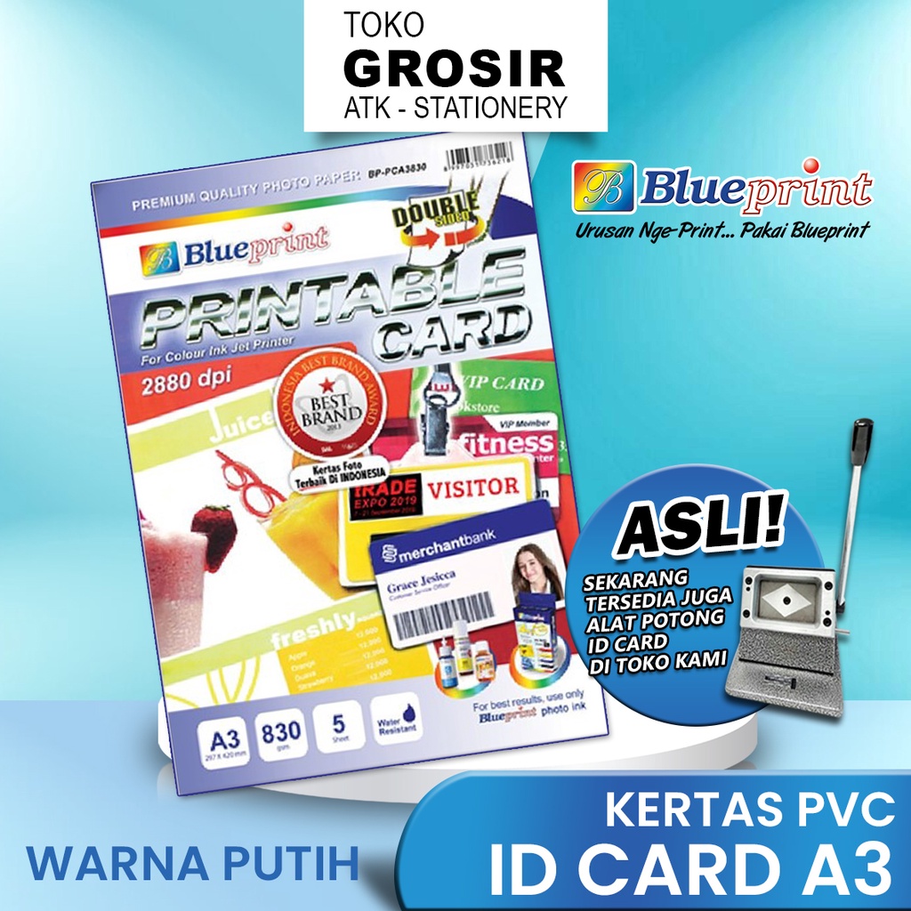 Jual IDcard ID Card A3 BLUEPRINT Printable Card White Kertas PVC Double ...