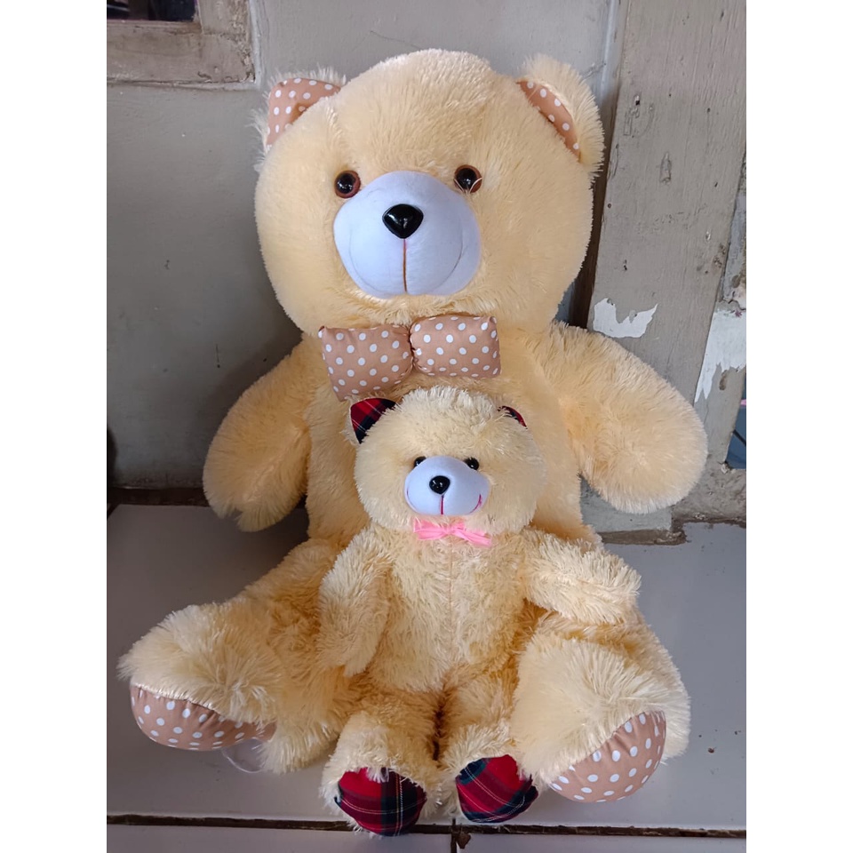 Jual Boneka teddy bear jumbo 70cm isi 2( 1besar 1 kecil ) | Shopee ...