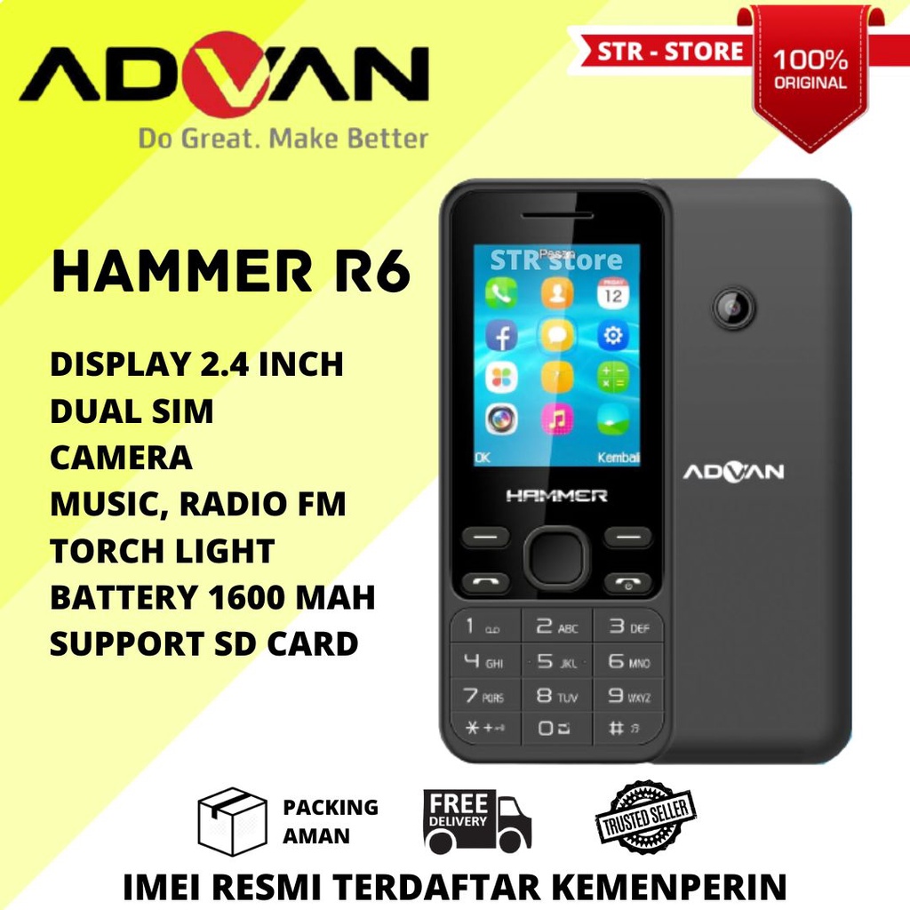 Jual ADVAN HAMMER R6 FEATURE PHONE ADVAN R6 HP MURAH CANDY BAR | Shopee ...