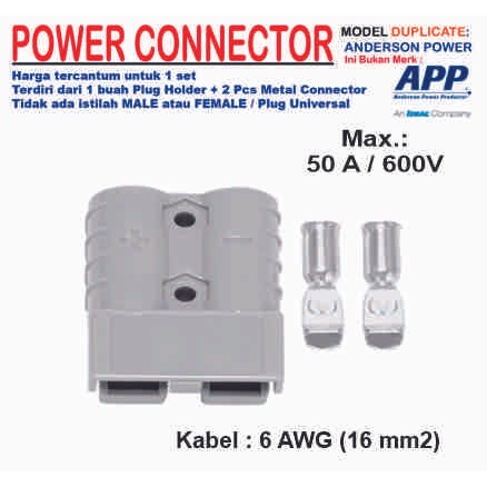 Jual Power Connector Accu Socket Aki Battery Model Anderson Plug 50A ...