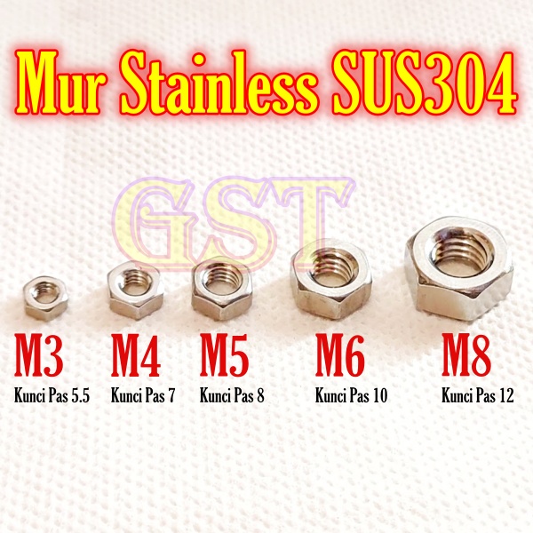 Jual 10-20pcs Mur M3 M4 M5 M6 M8 Stianless SUS304 | Shopee Indonesia