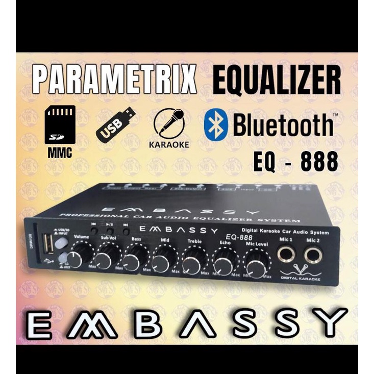 Jual Parametrik Equalizer Plus Usb Mp3 Bluetooth Pre Amp Embassy EQ 888 | Shopee Indonesia