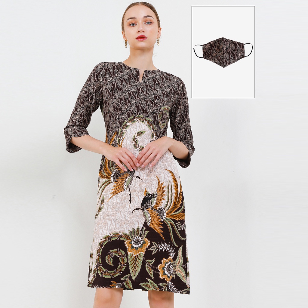 Jual Batik Semar Anea Dress Visc Peksi Tanding Coklat | Shopee Indonesia