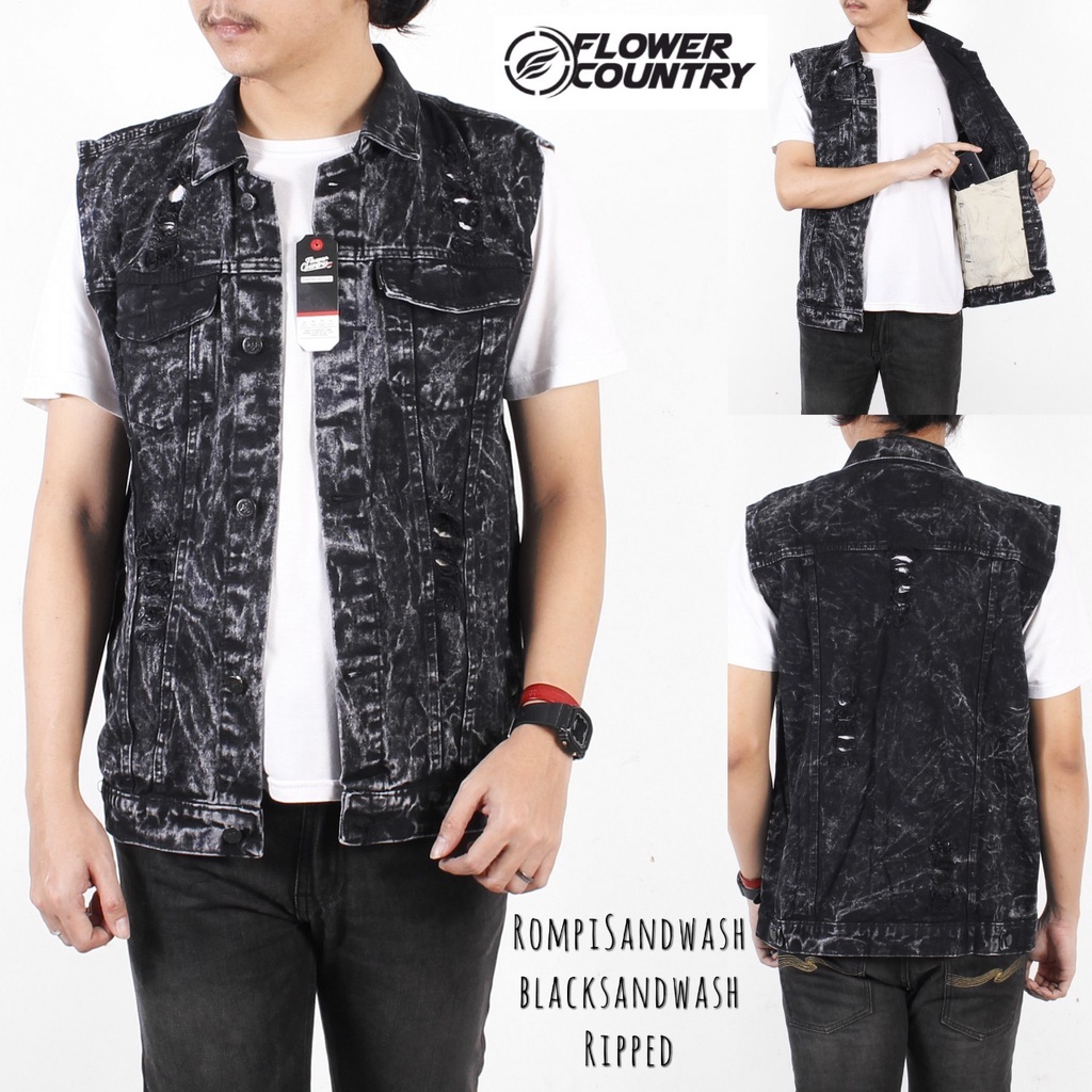 Jual Rompi denim ripped / rompi sobek / rompi levis pria / rompi jeans ...